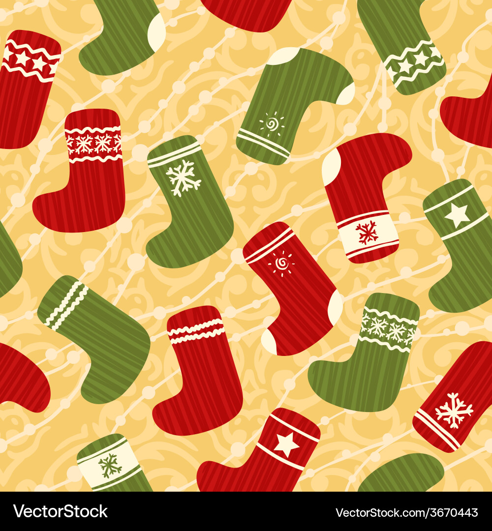 Seamless christmas background with stockings Vector Image