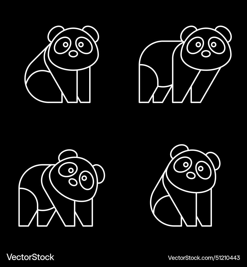 Set of panda logo Royalty Free Vector Image - VectorStock
