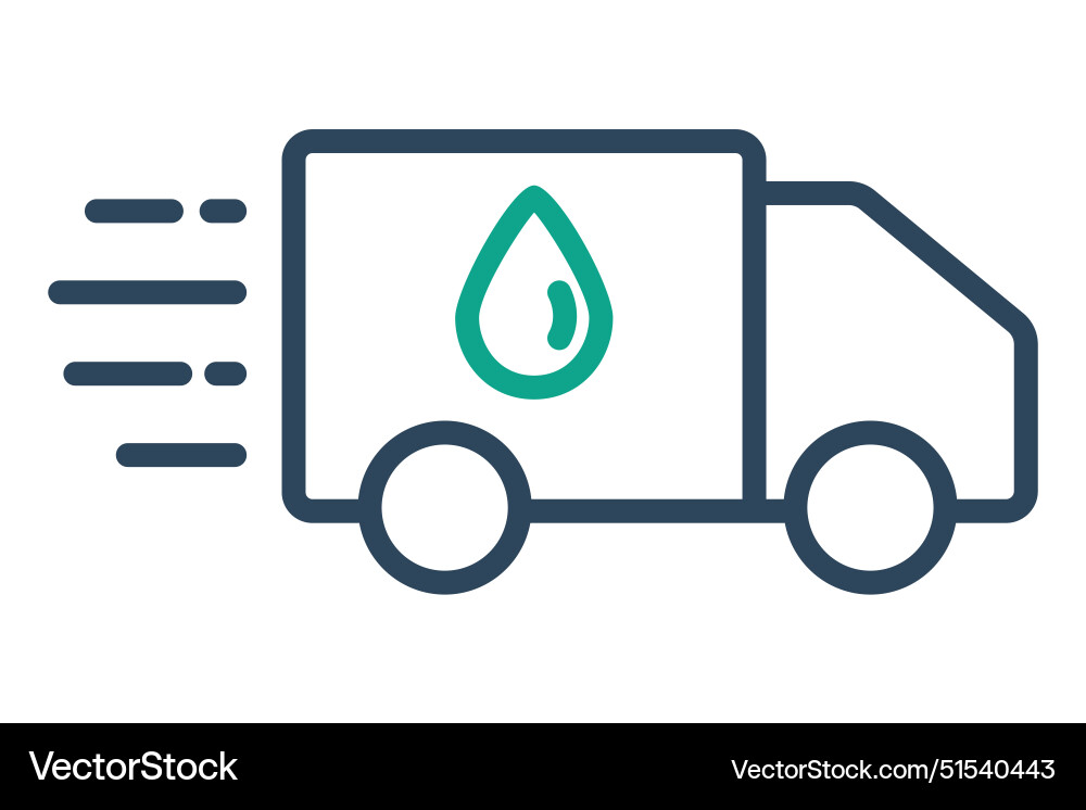 Water delivery icon truck with drop Royalty Free Vector