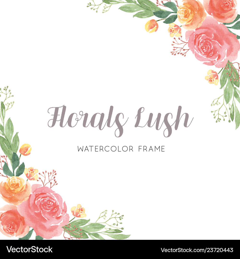 Watercolor florals hand painted with text frame Vector Image