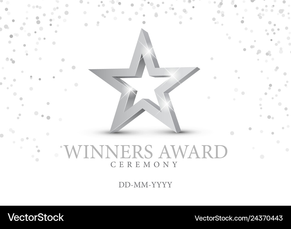 Winner award silver star 3d symbol Royalty Free Vector Image