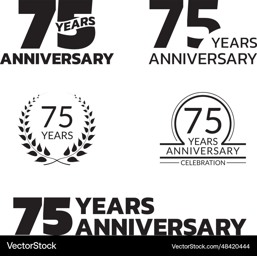 75 years anniversary icon or logo set 75th Vector Image