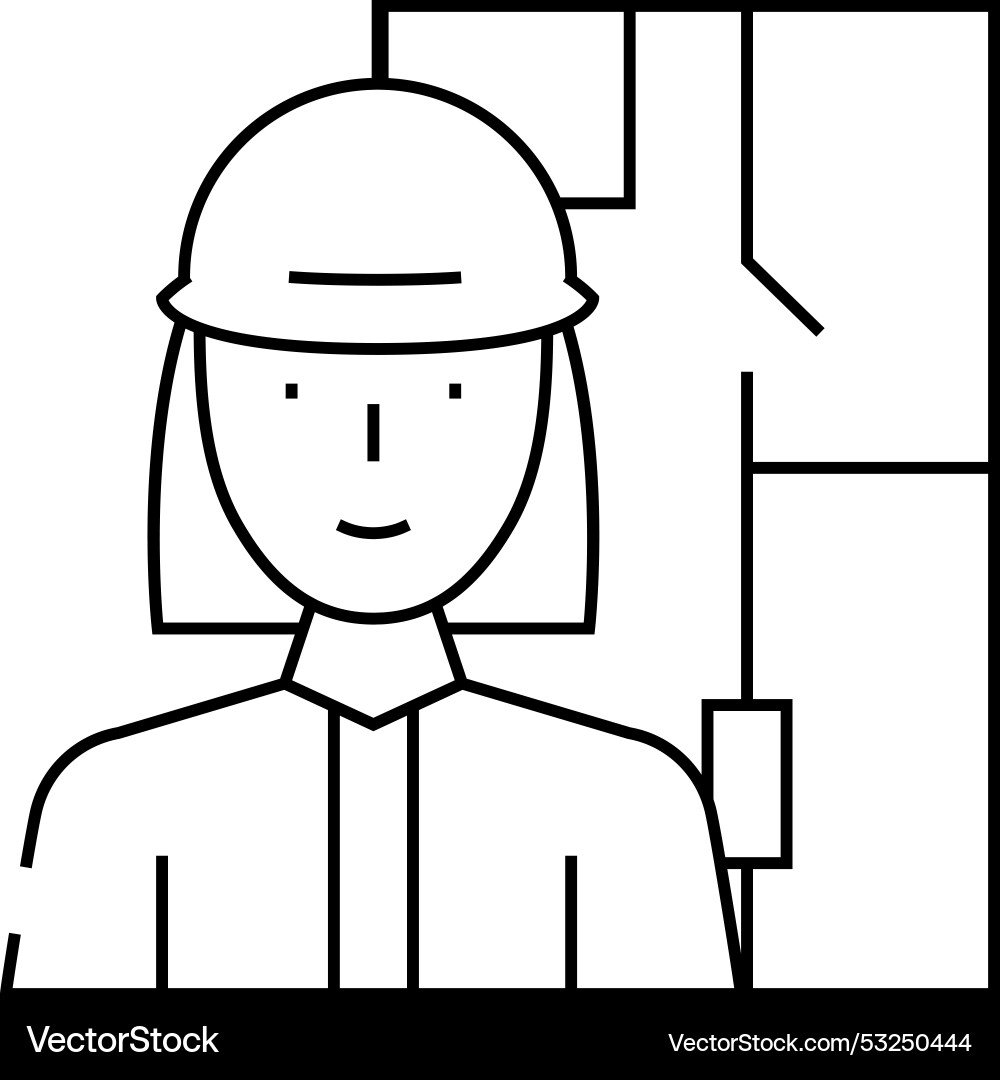 Architect woman job line icon Royalty Free Vector Image