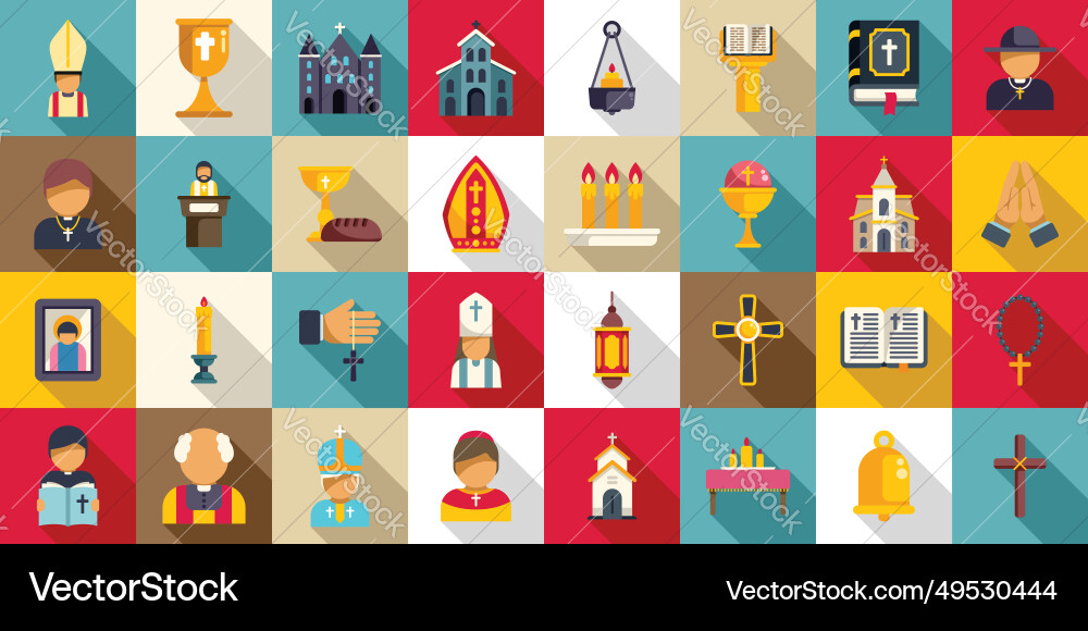 Chaplain icons set flat muslim ramadan Royalty Free Vector