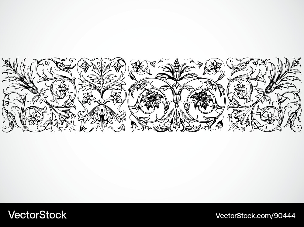 Elegant Floral Scrollwork Border Royalty Free Vector Image