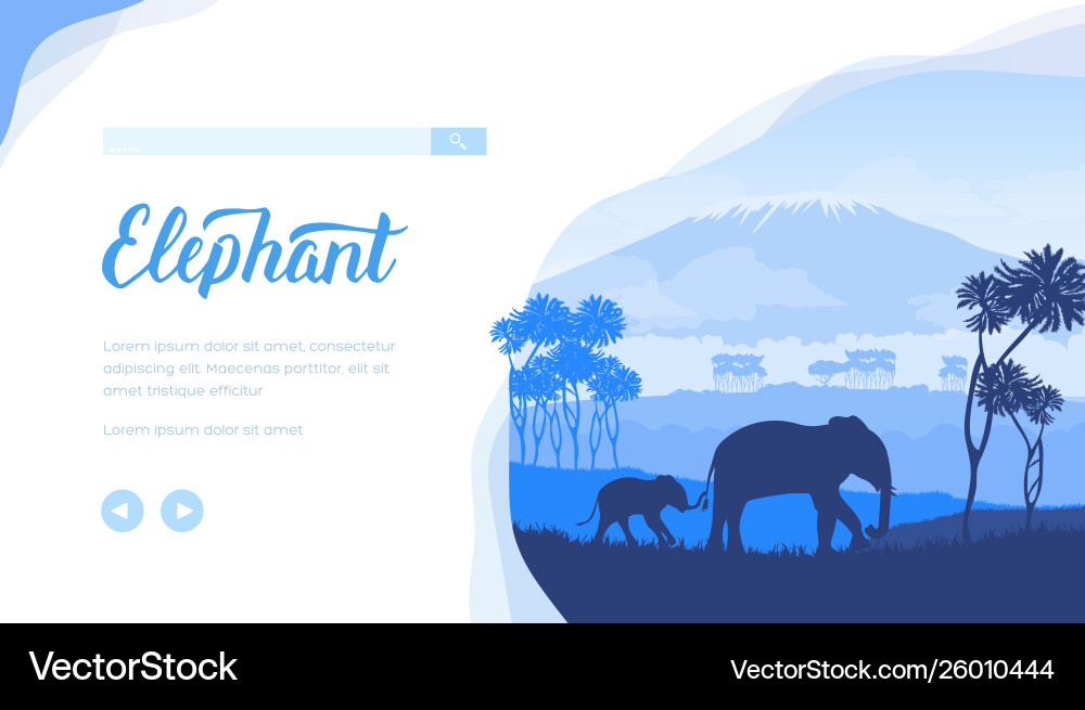 Elephants landing page template Royalty Free Vector Image
