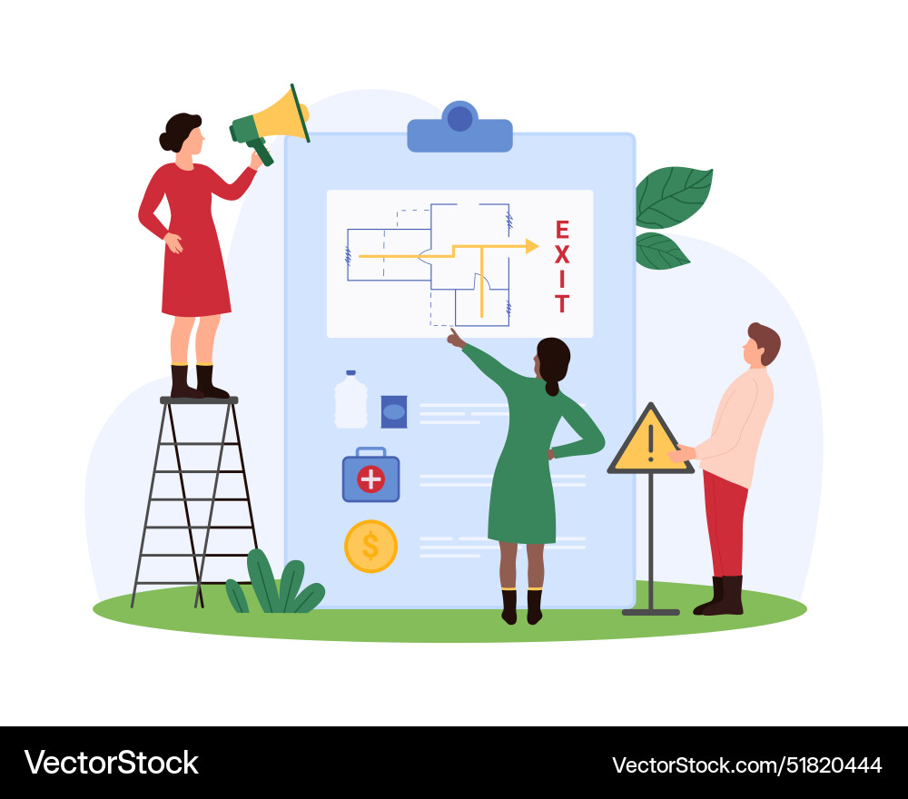 Fire safety training plan evacuation from Vector Image