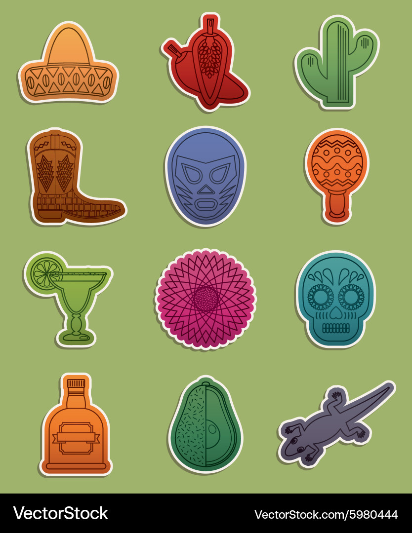 Mexican stickers Royalty Free Vector Image - VectorStock