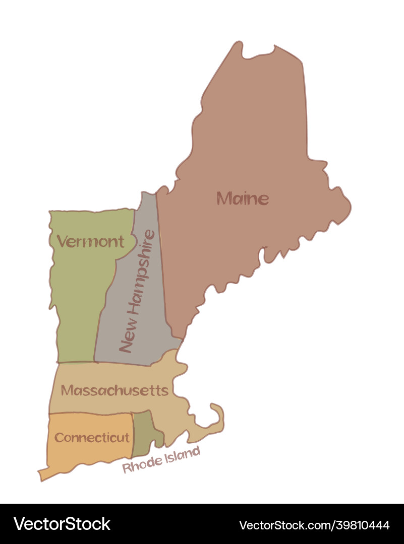 New England State Map Royalty Free Vector Image