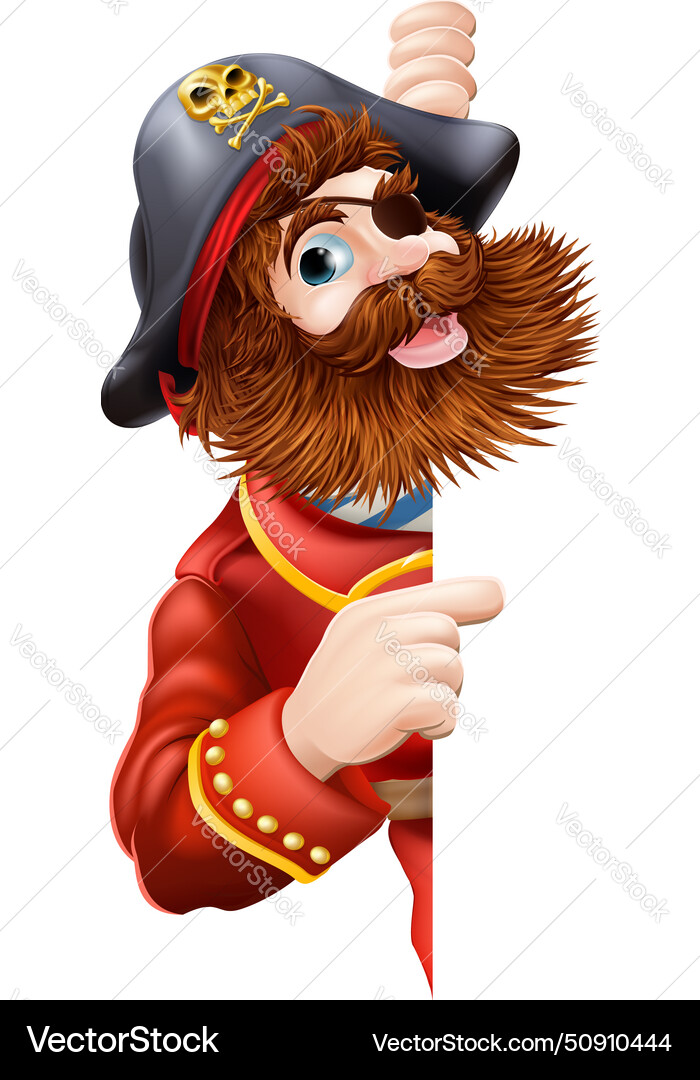Pirate pointing at sign Royalty Free Vector Image
