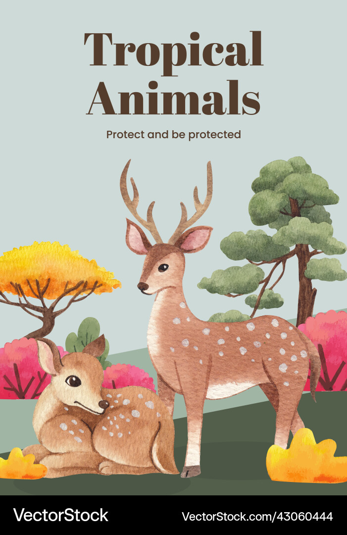Poster template with tropical wildlife Royalty Free Vector
