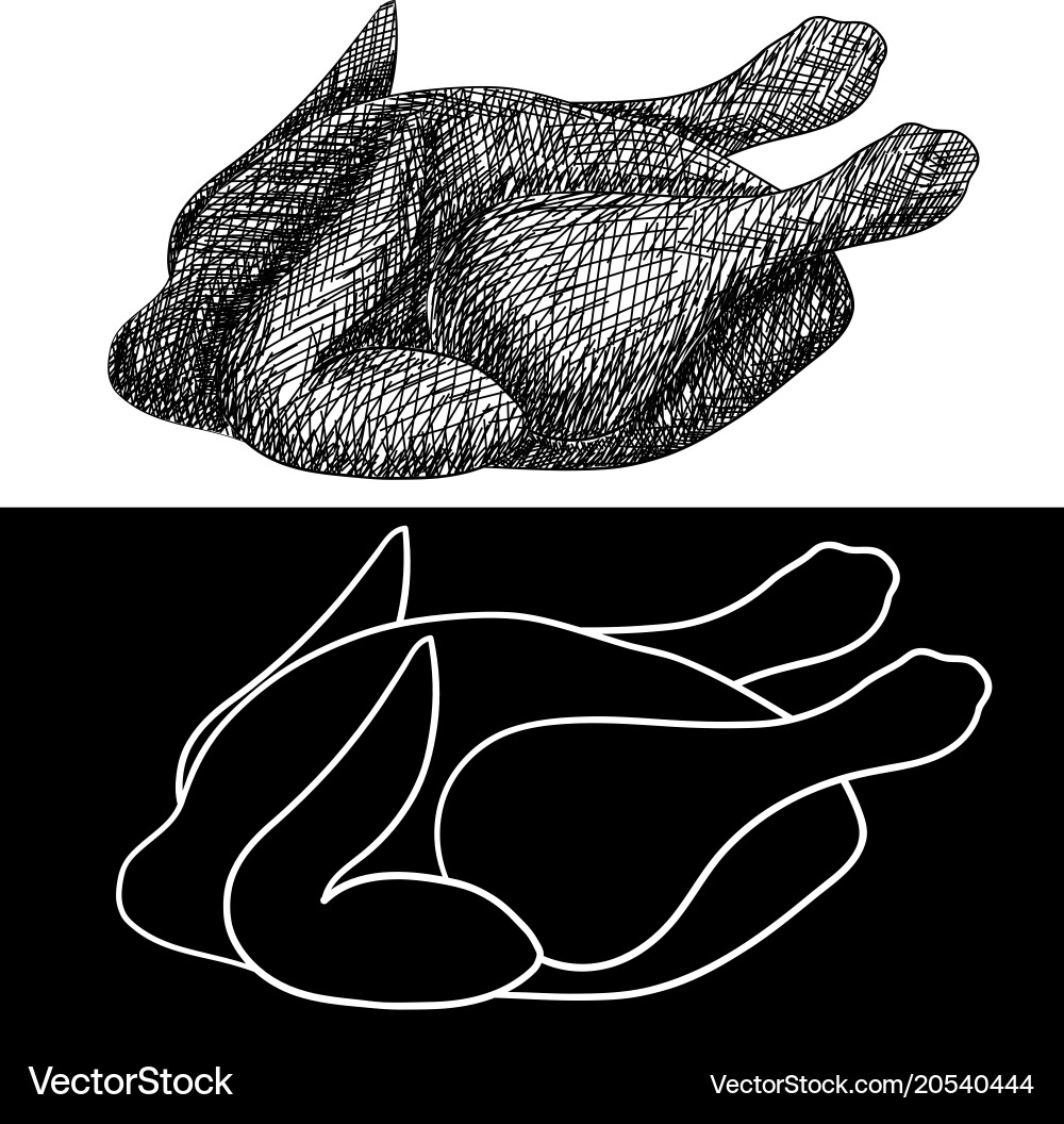 Roasted chicken hand drawn sketch Royalty Free Vector Image
