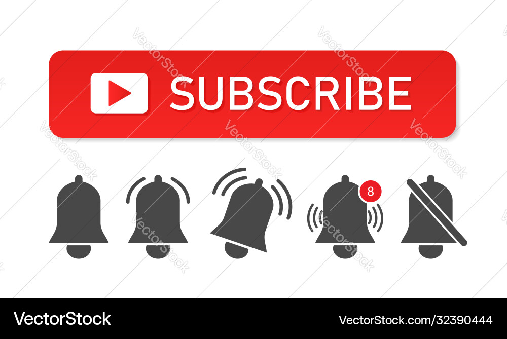 Subscribe Button - Bells & Red Royalty Free Vector Image
