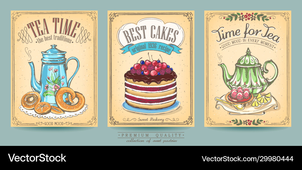 Vintage Bakery & Tea Collection Royalty Free Vector
