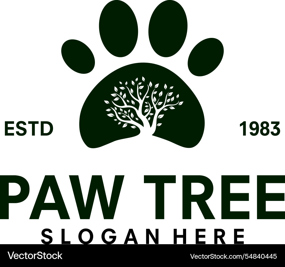 Animal paw tree logo symbol design Royalty Free Vector Image