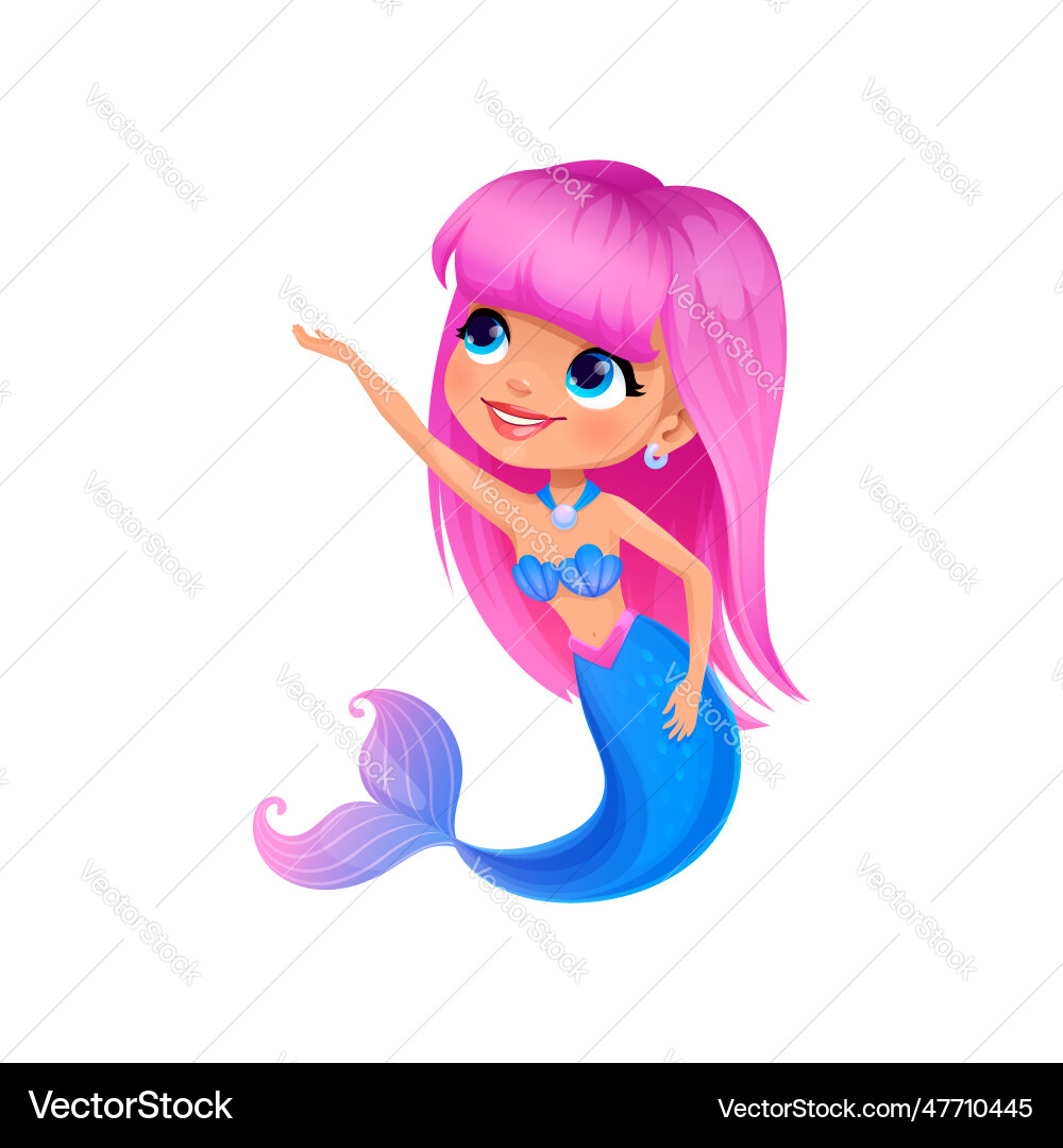 Cartoon mermaid character adorable cute girl Vector Image