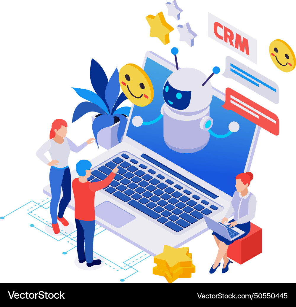 Chatbot isometric composition Royalty Free Vector Image