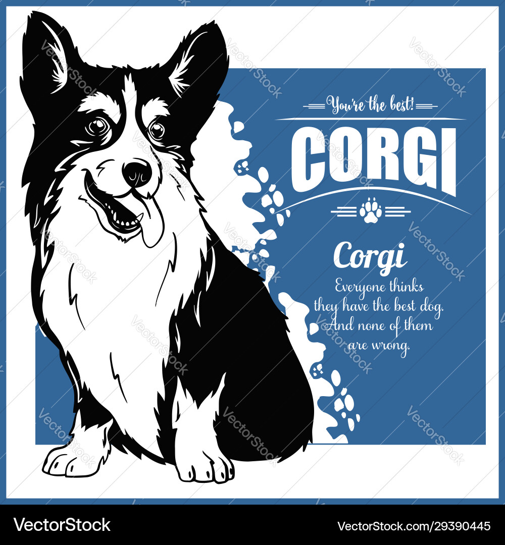 Corgi - template for t-shirt logo Royalty Free Vector Image