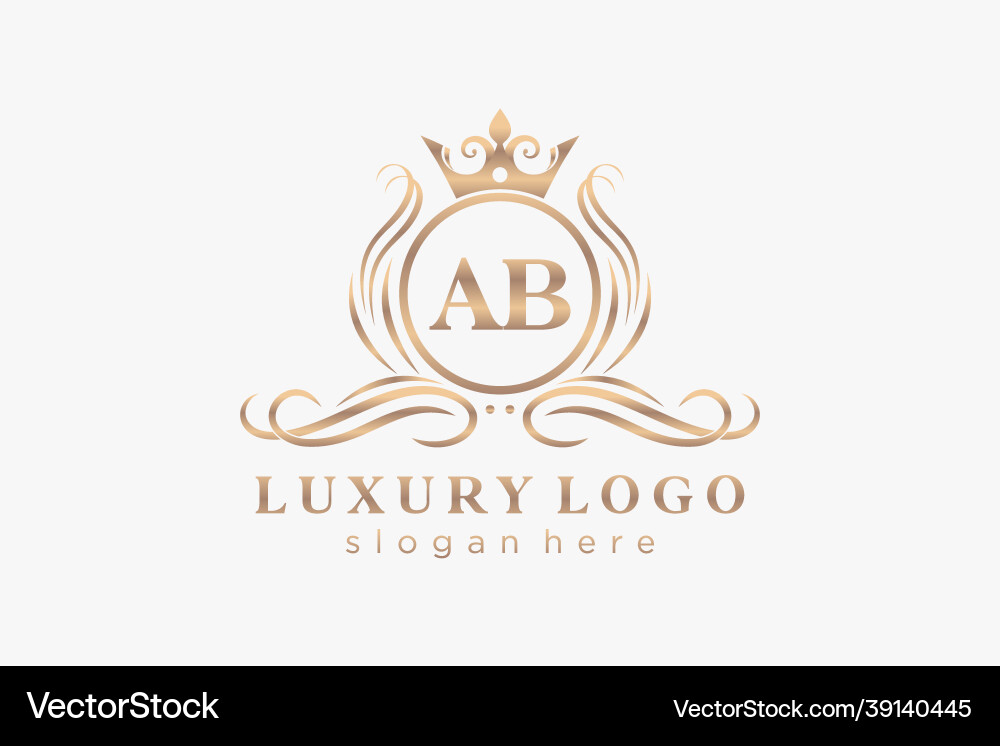 Initial ab letter royal luxury logo template Vector Image
