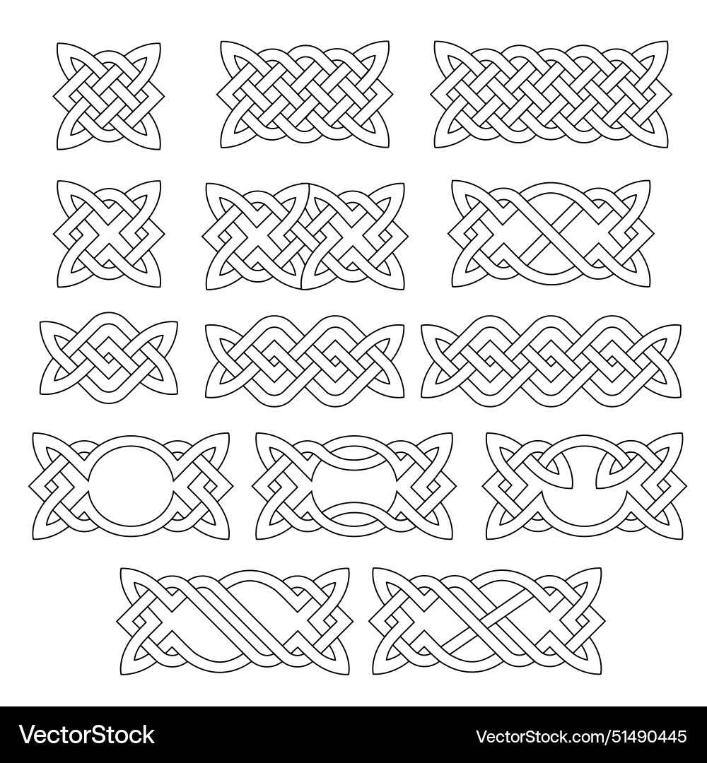Linear celtic ornaments knots northern irish Vector Image