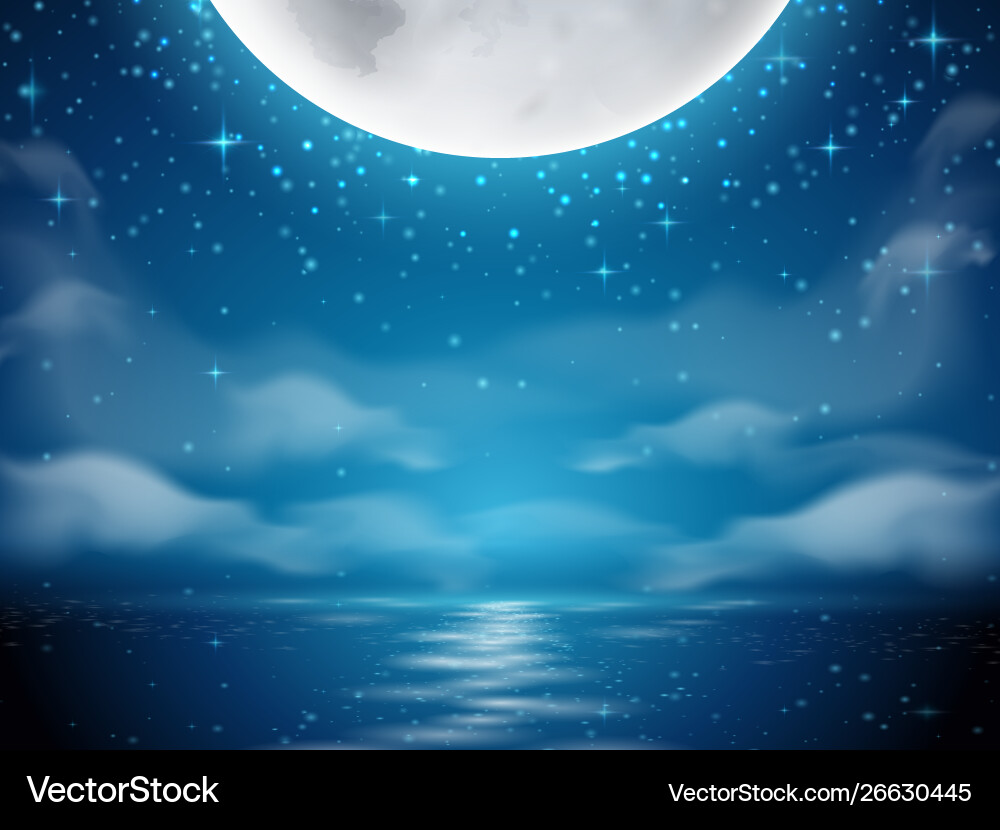 Moonlit Ocean Nightscape Royalty Free Vector Image