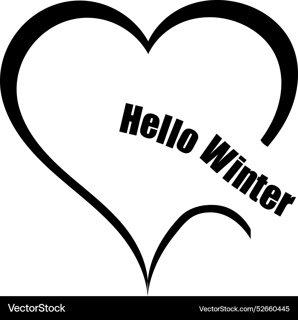 Open heart silhouette - hello winter Royalty Free Vector