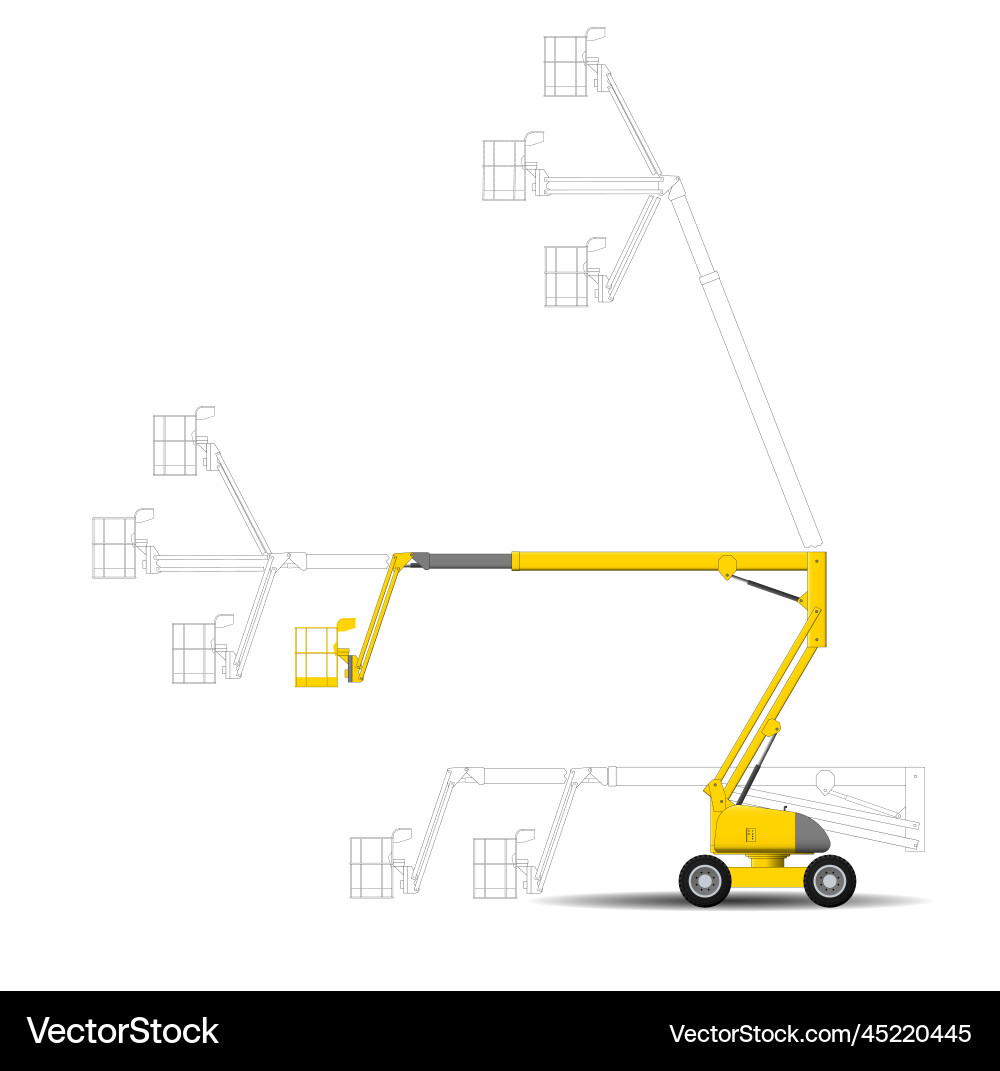 Self-propelled boom lift on wheels working Vector Image