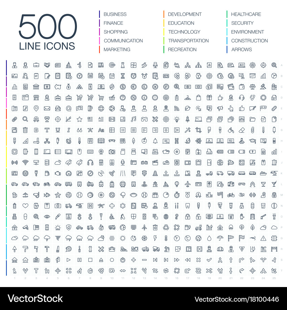 500 Thin Line Business Icons Royalty Free Vector Image