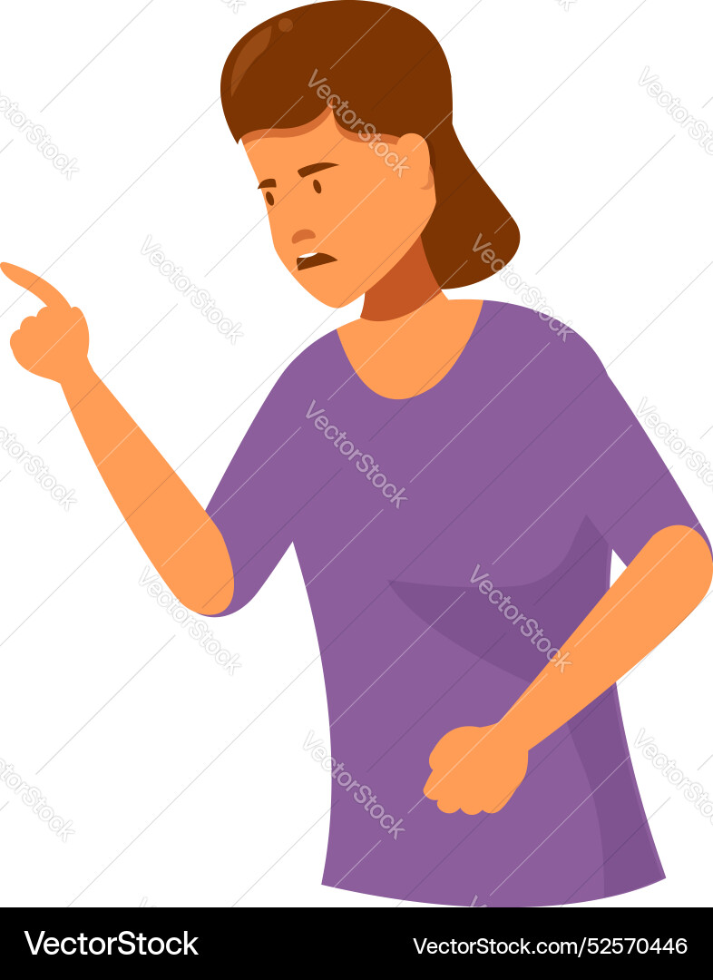 Angry woman pointing finger accusing someone Vector Image
