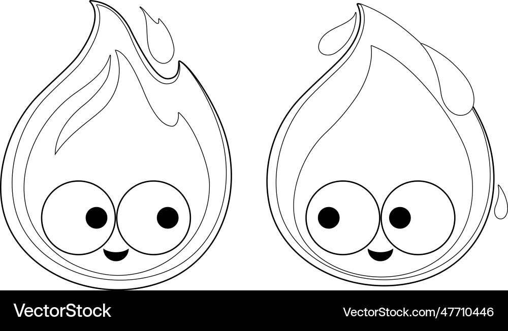 Cartoon fire and water characters Royalty Free Vector Image