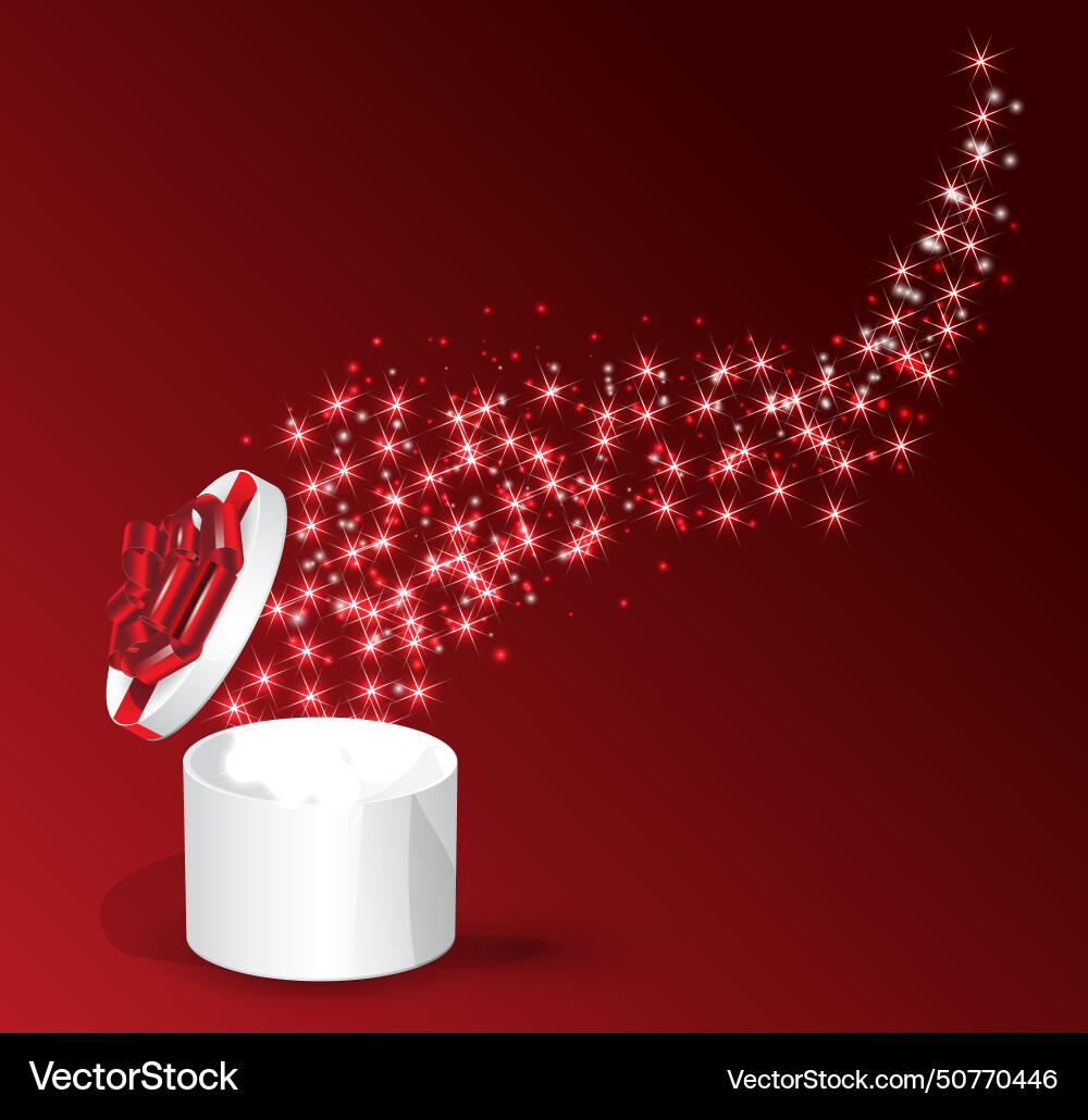 Christmas open gift box with bright stars Vector Image