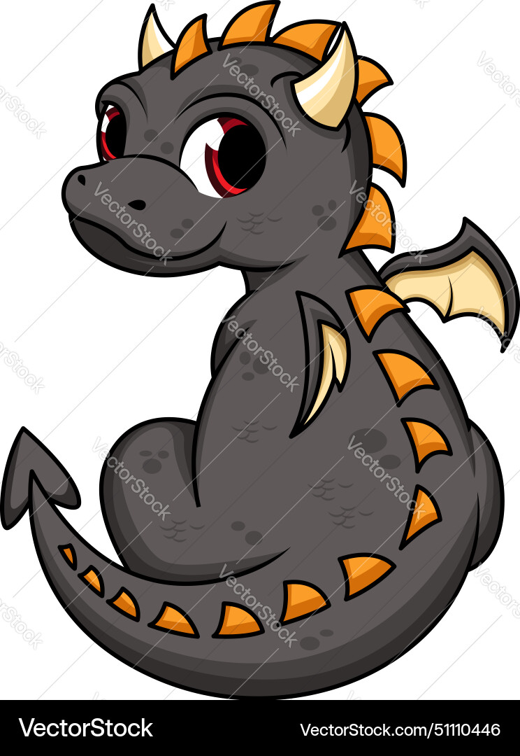 Cute black dragon cartoon clip art Royalty Free Vector Image