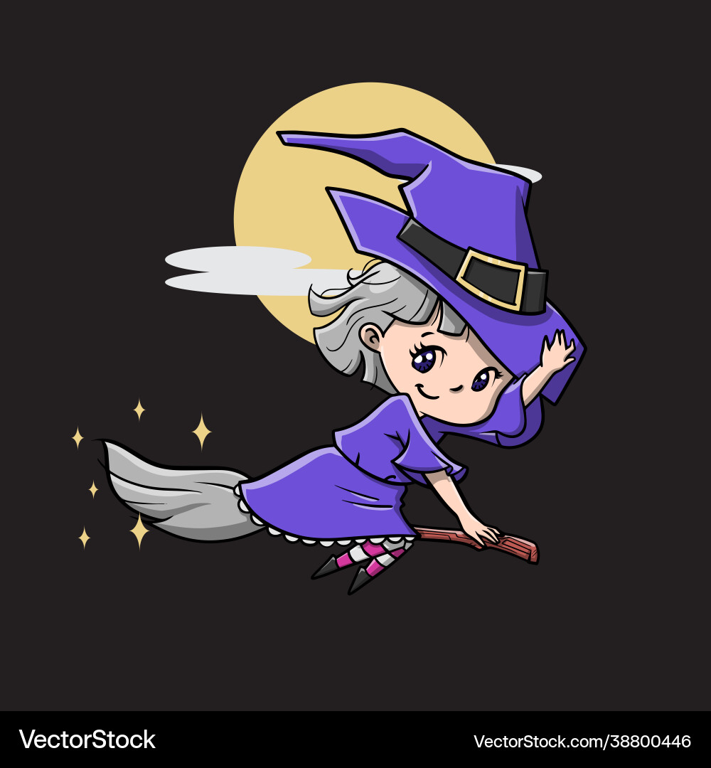 Cute chibi witch Royalty Free Vector Image - VectorStock