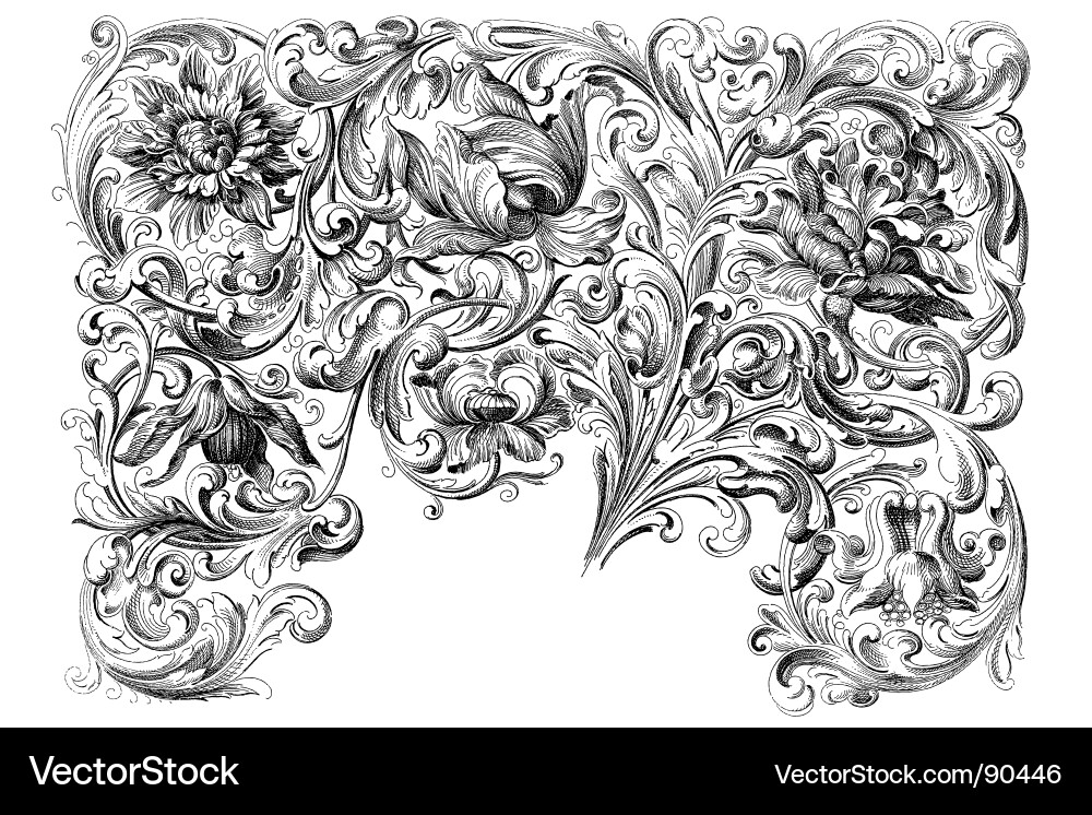 Intricate Floral Scrollwork Royalty Free Vector Image