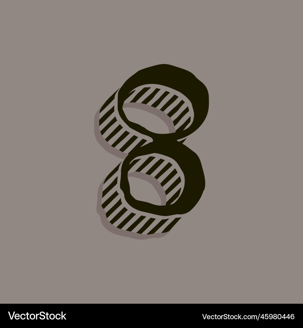 Number eight blackletter style logo with shadow Vector Image
