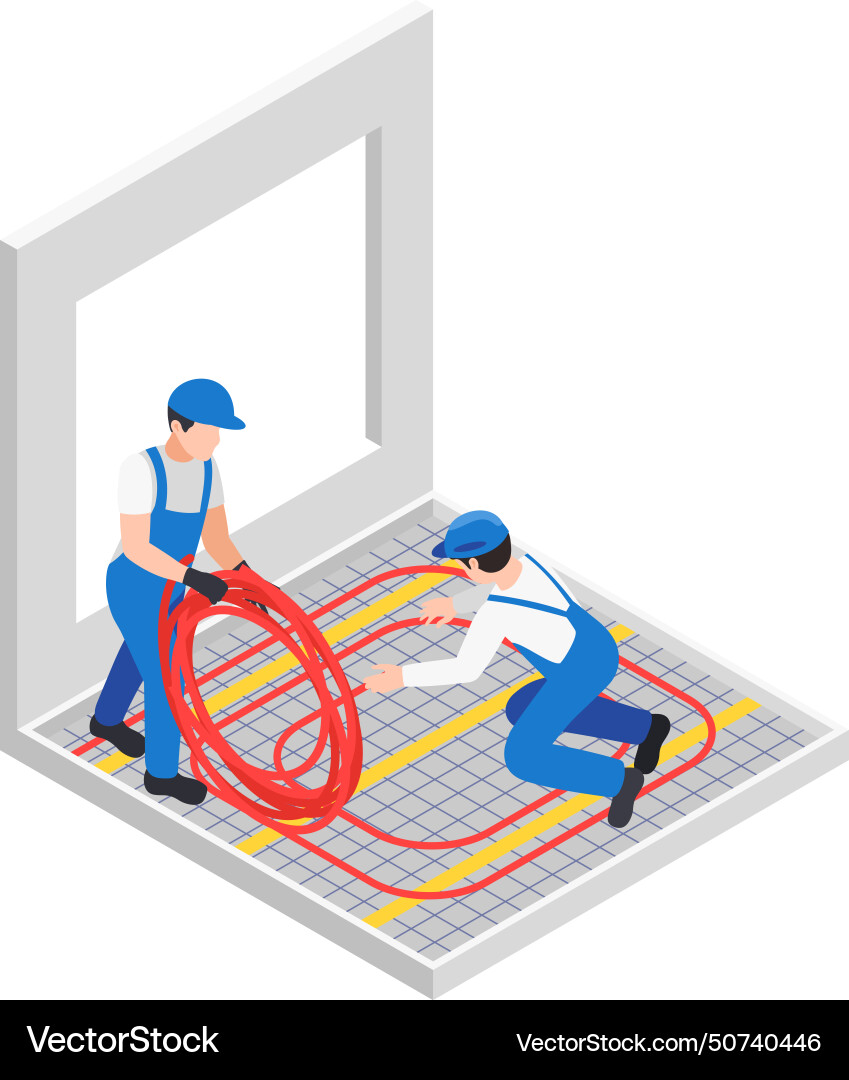 Renovation tube install composition Royalty Free Vector