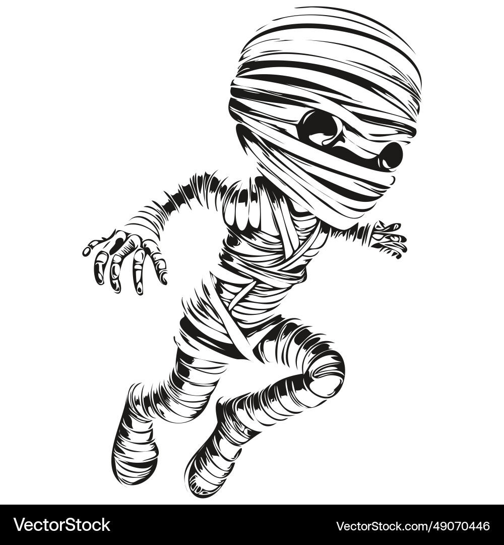 Spooky hand-drawn halloween mummy curse Royalty Free Vector