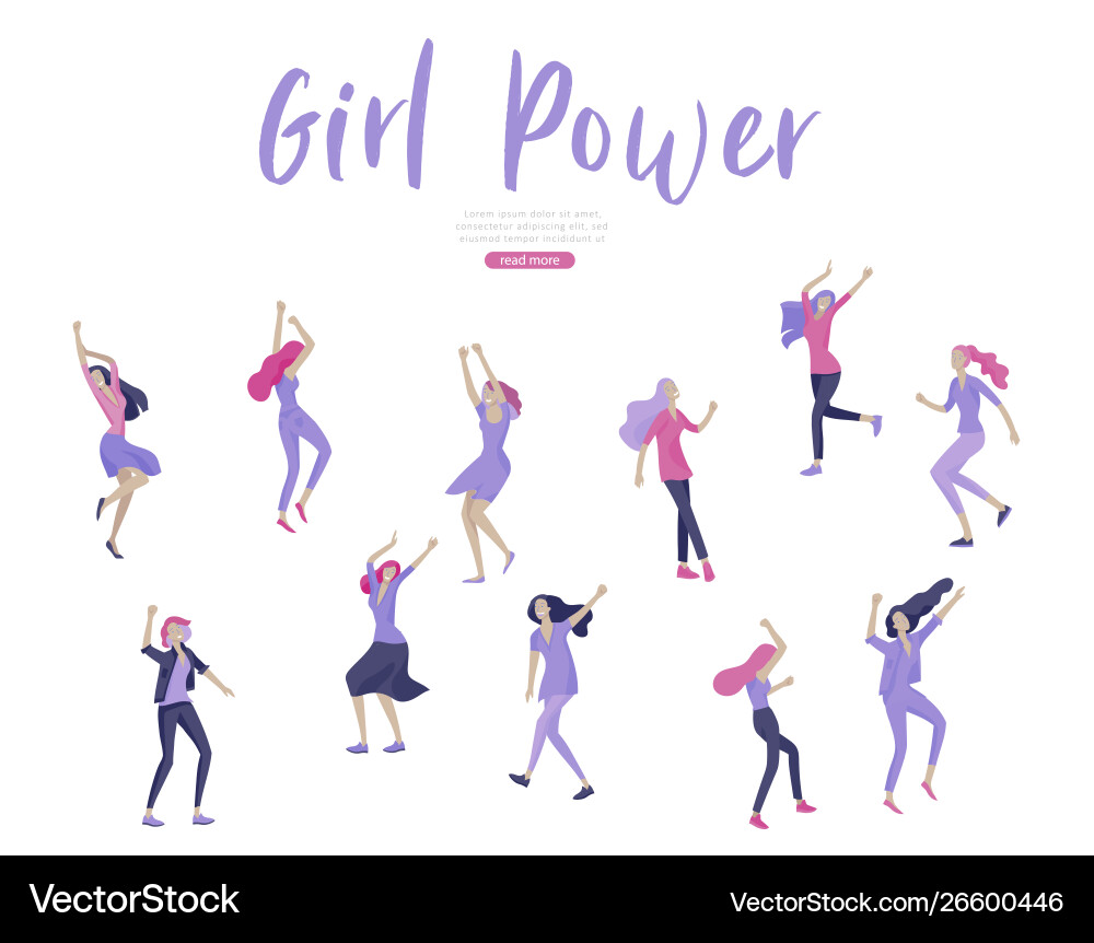 Web design template with happy woman dansing Vector Image