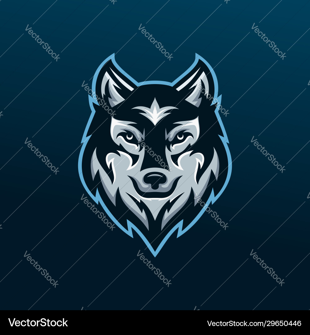 Wild wolf esport mascot logo design Royalty Free Vector