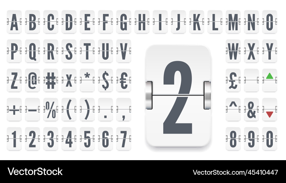 Airport terminal mechanical scoreboard alphabet Vector Image