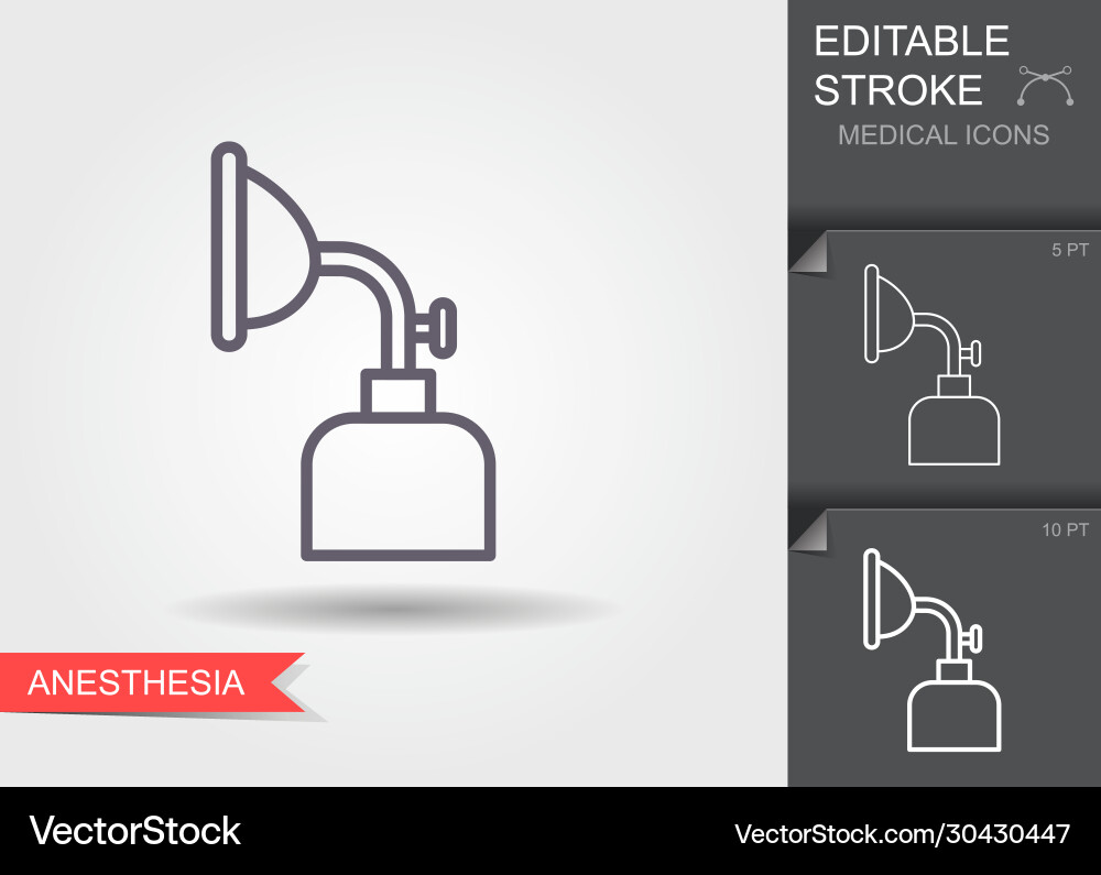 Anesthesia mask linear medical symbols Royalty Free Vector