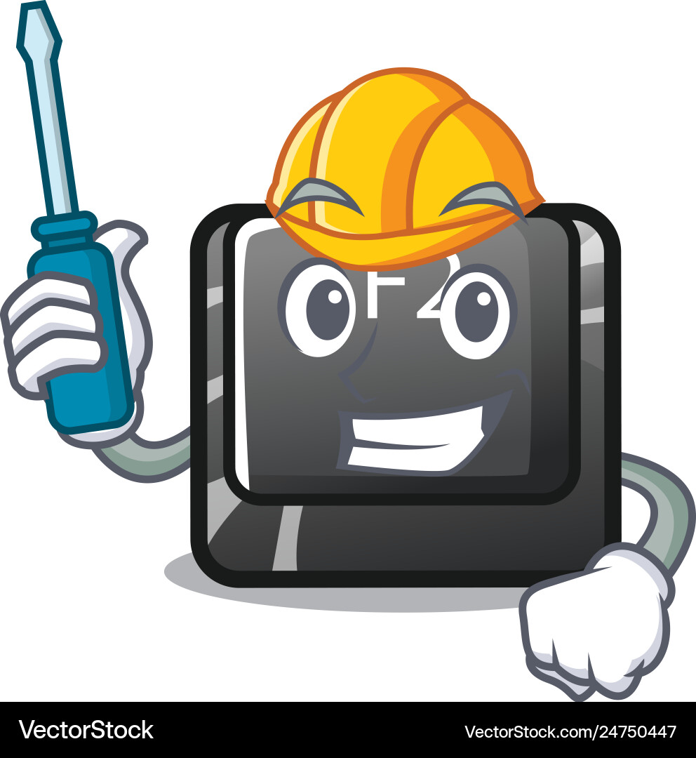 Automotive f2 button on mascot computer Royalty Free Vector