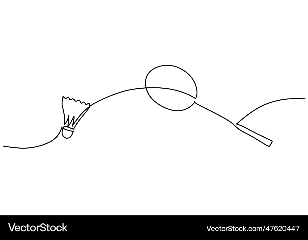 Badminton racket one line drawing continuous hand Vector Image
