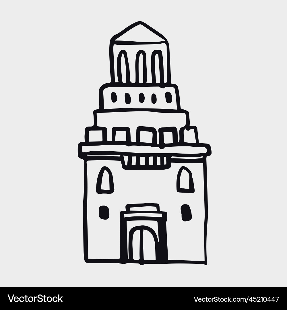 Black and white hand-drawn drawing the facade Vector Image