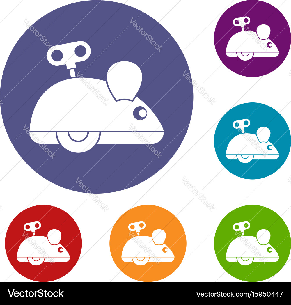 Clockwork mouse icons set Royalty Free Vector Image