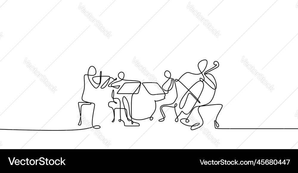 Continuous line drawing of jazz classical music Vector Image