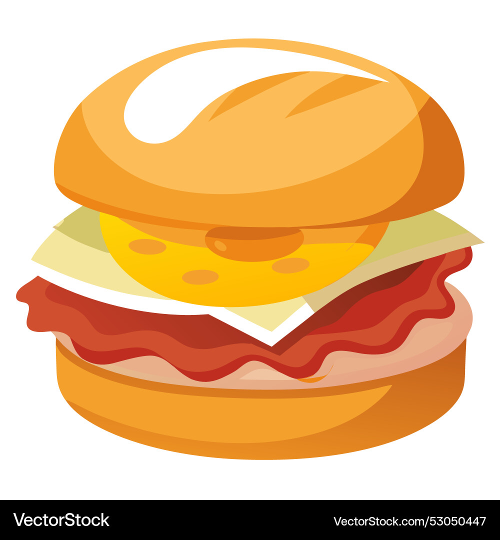 Hearty breakfast sandwich with egg - bacon Vector Image