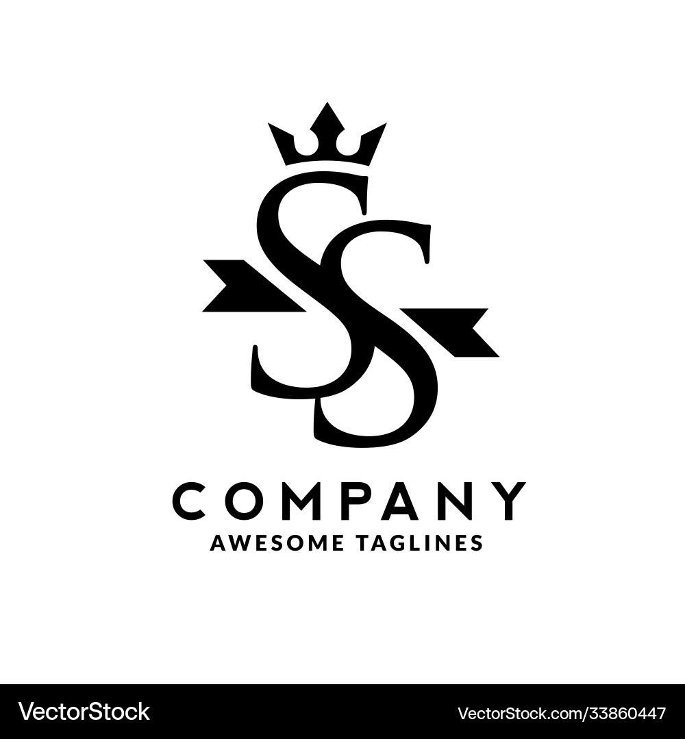 Initial letter ss with crown logo Royalty Free Vector Image
