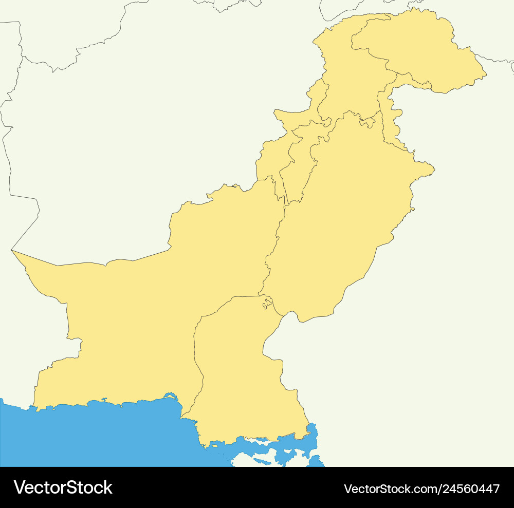 Pakistan Map - Detailed Regional Borders Vector Image