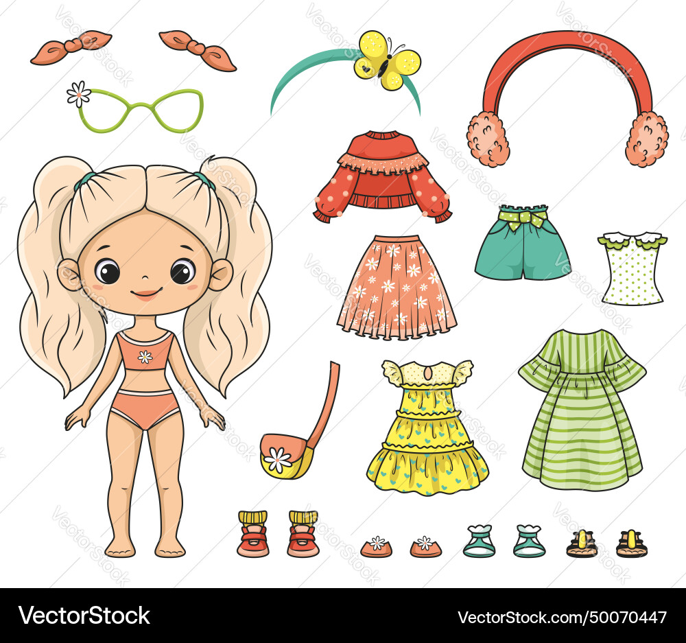 Paper doll with clothes Royalty Free Vector Image